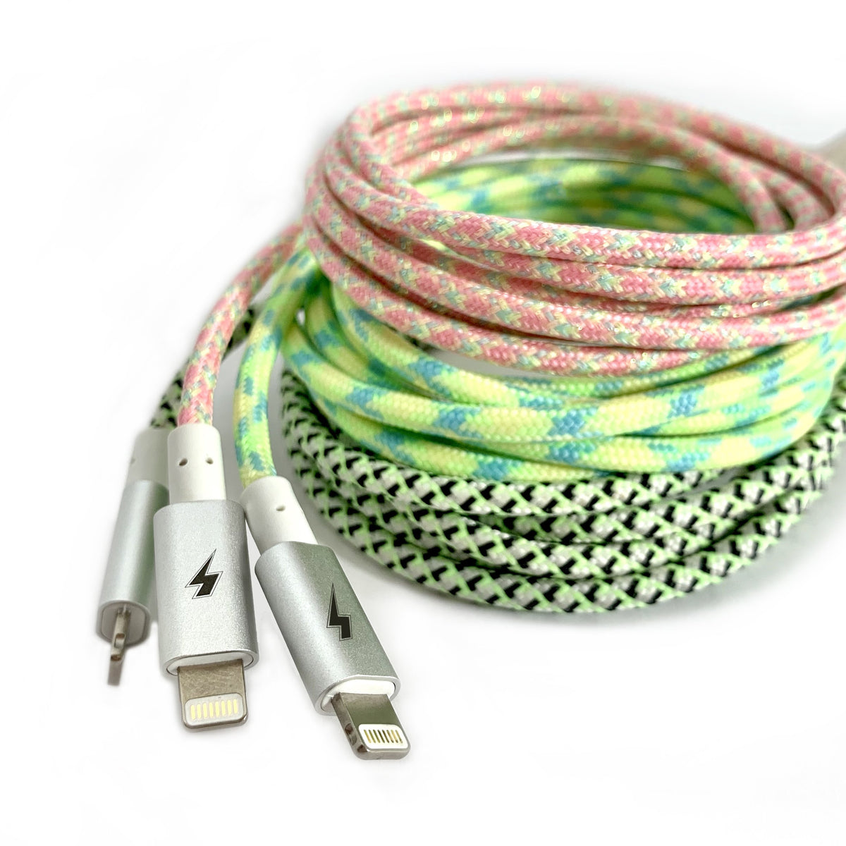 Black and White Glow Lightning Cable [10 ft / 3m length] – Charge Cords
