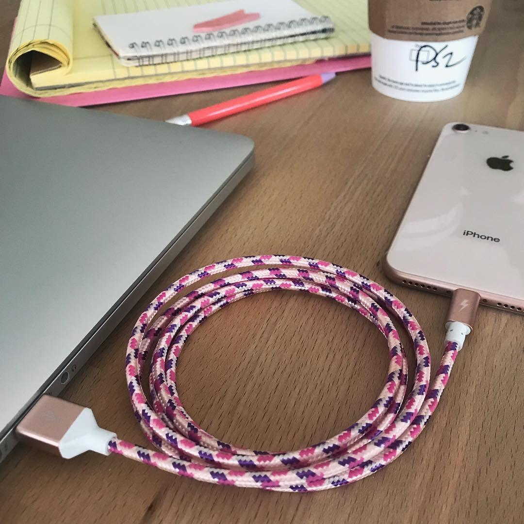 Purple Rose Gold Lightning Cable [5 ft / 1.5m length] – Charge Cords